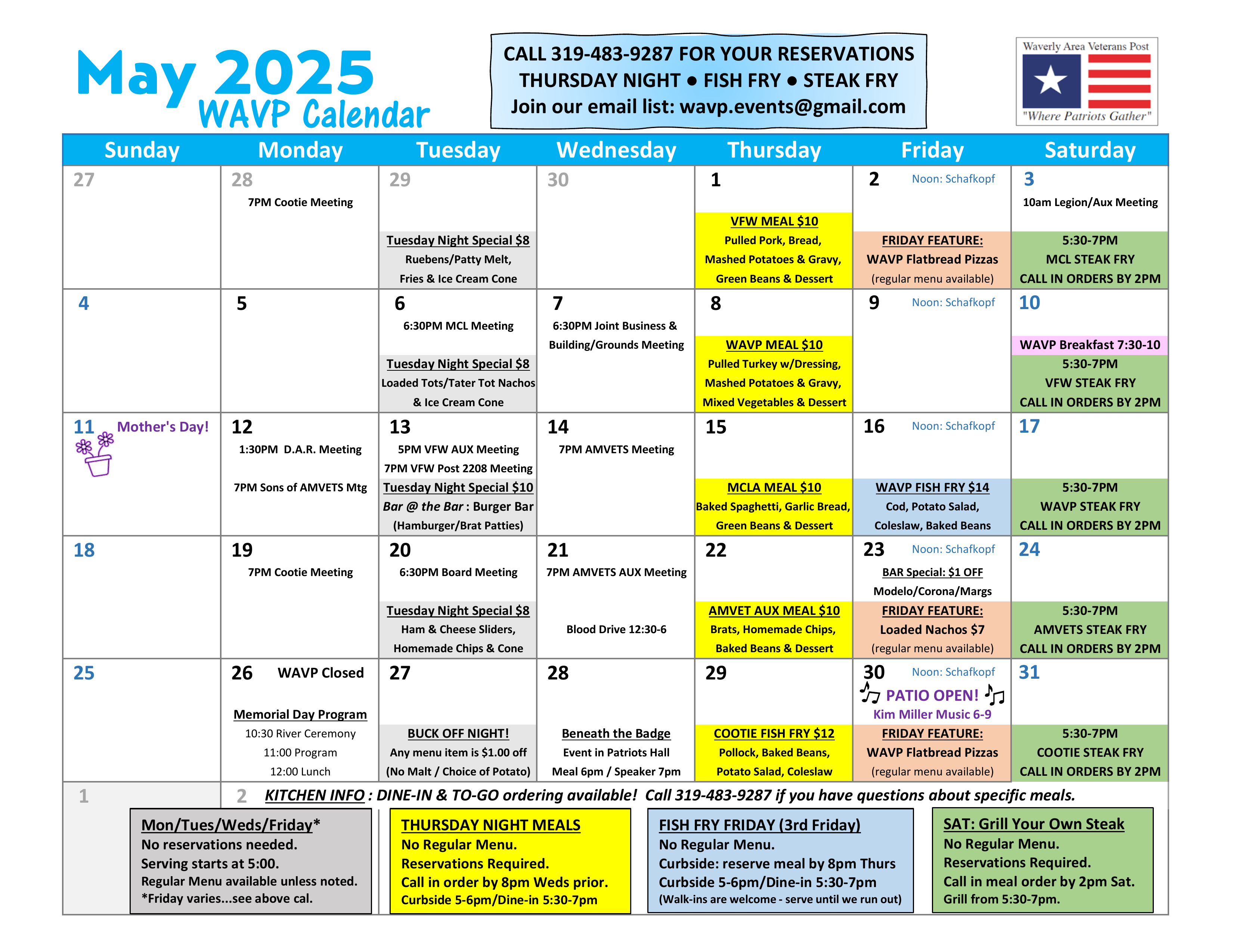 Waverly Area Veterans Post | Calendar